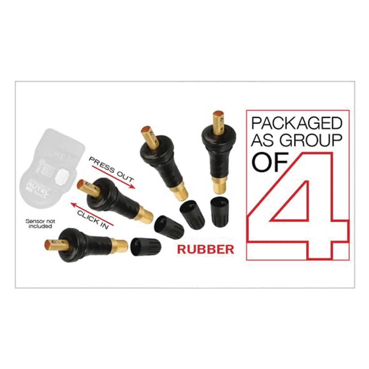 4 Rubber Press-in Valve Stems For 1-Sensor | Autel